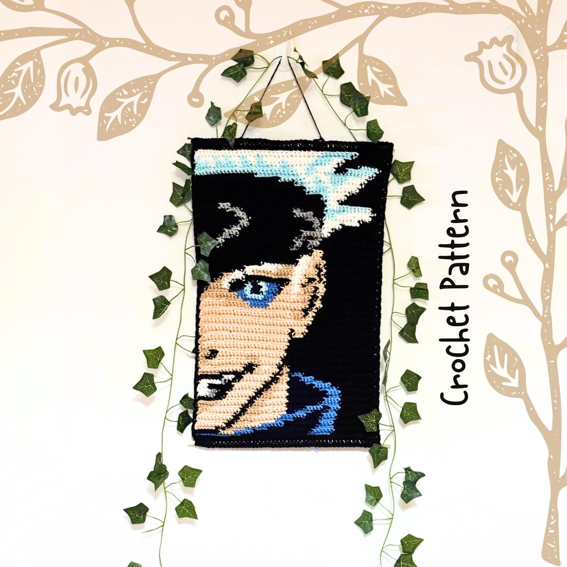 Anime Crochet Tapestry Pattern – Wall Hanging, Pixel Art Crochet Chart ...