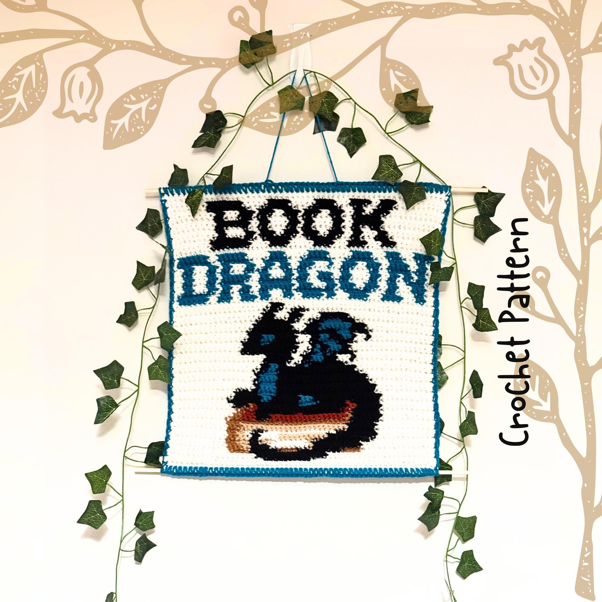 Book Dragon Tapestry Crochet Pattern PDF | Bookish Fantasy Wall Hanging ...