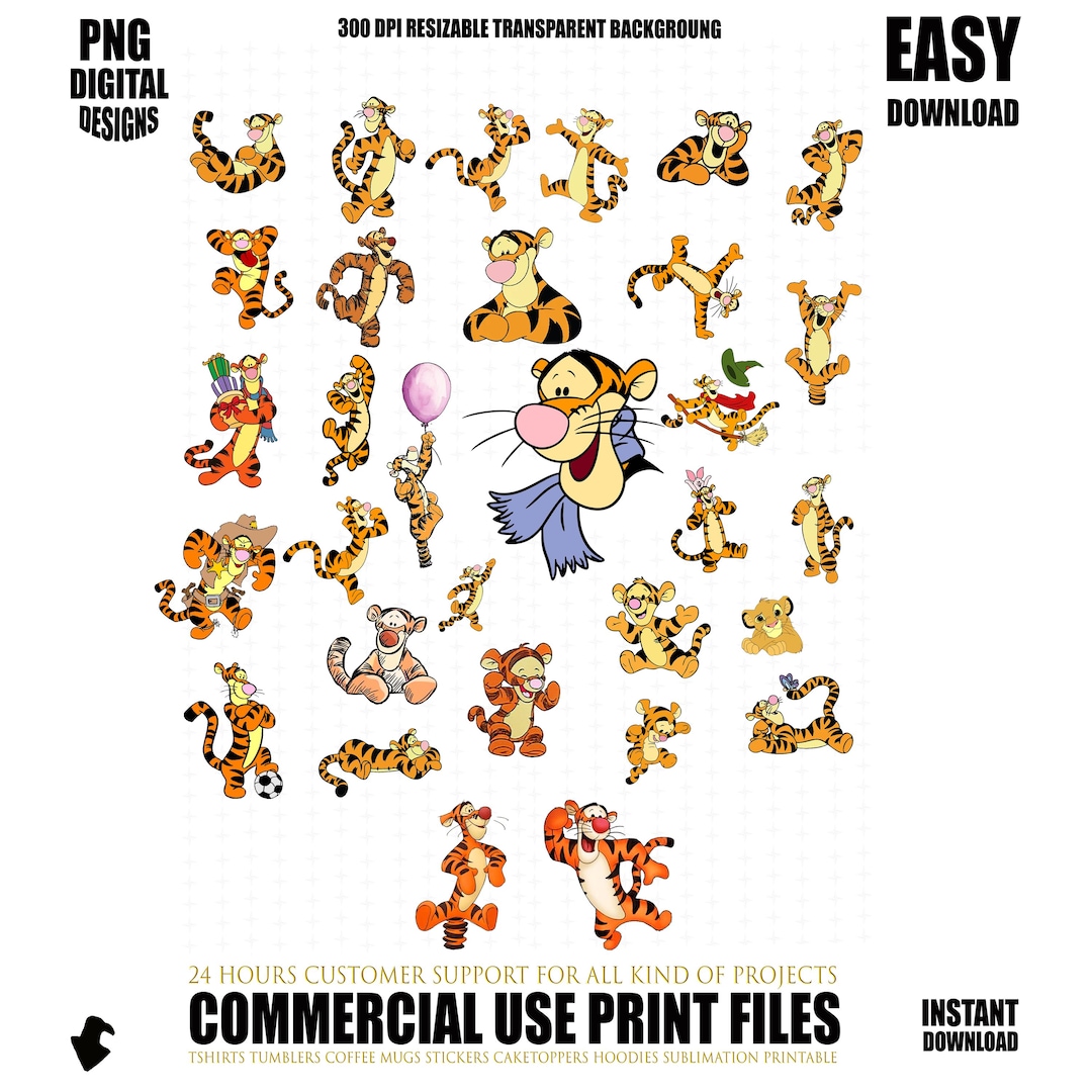 Tigger PNG Clipart Bundle: Classic Tigger Designs (digital Download) - Etsy