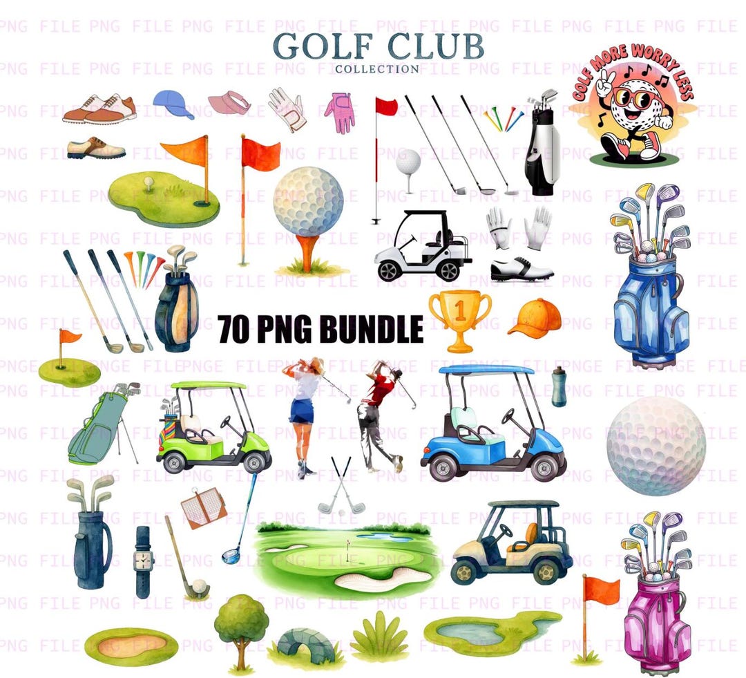 Watercolor Golf Clipart Bundle: Golf Course & Cart Designs (5 PNG) - Etsy