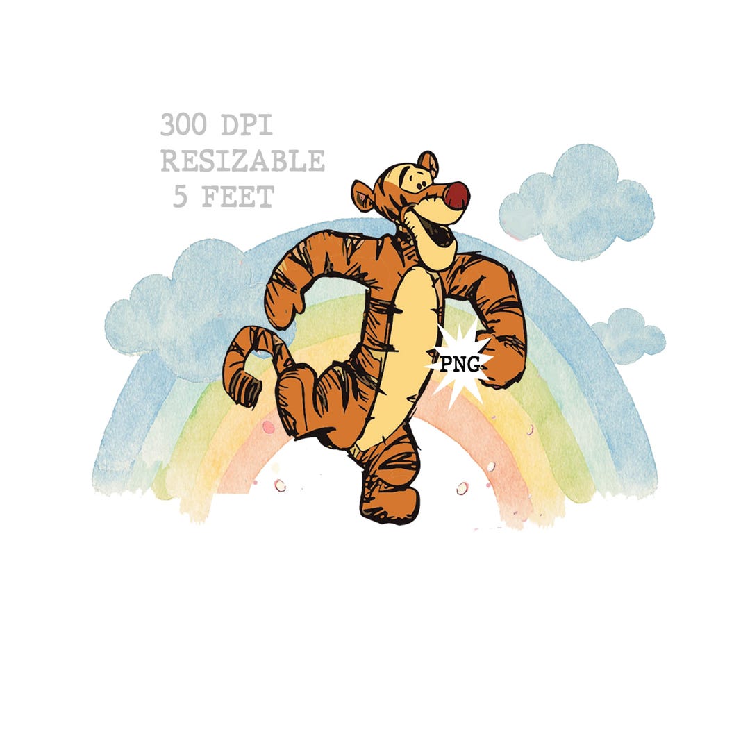 Rainbow Tigger PNG Clipart: Vintage Nursery Tiger Design (digital ...