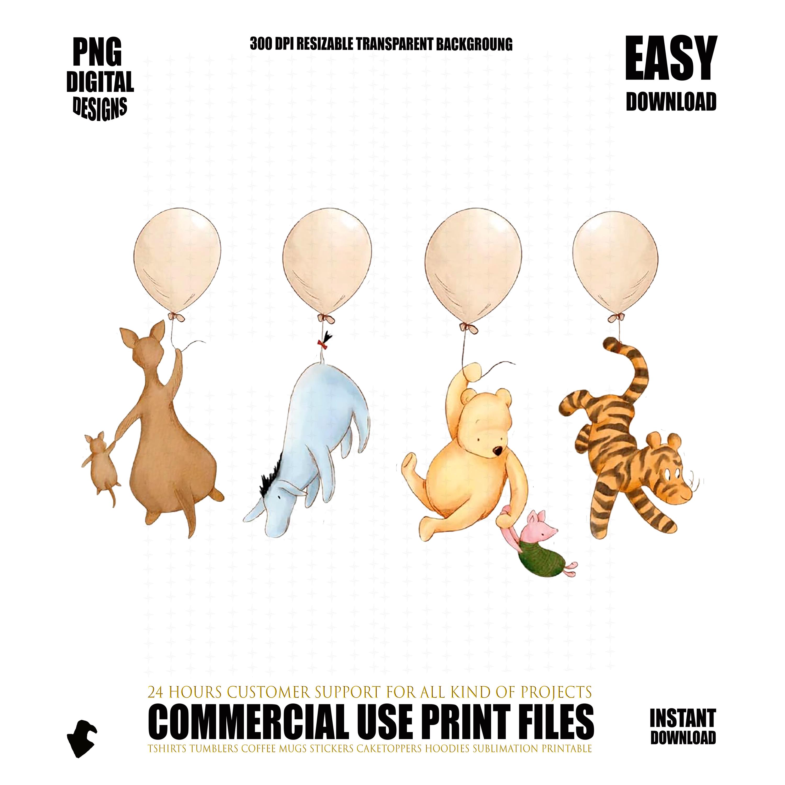 Winnie the Pooh Printable Hanging Characters: Baby Shower Decor (PNG ...