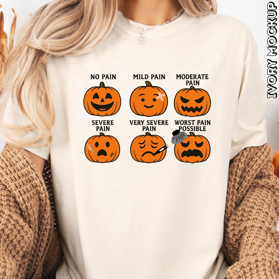 Halloween Pumpkin Pain Scale T-shirt: Funny Medical Humor Tee - Etsy