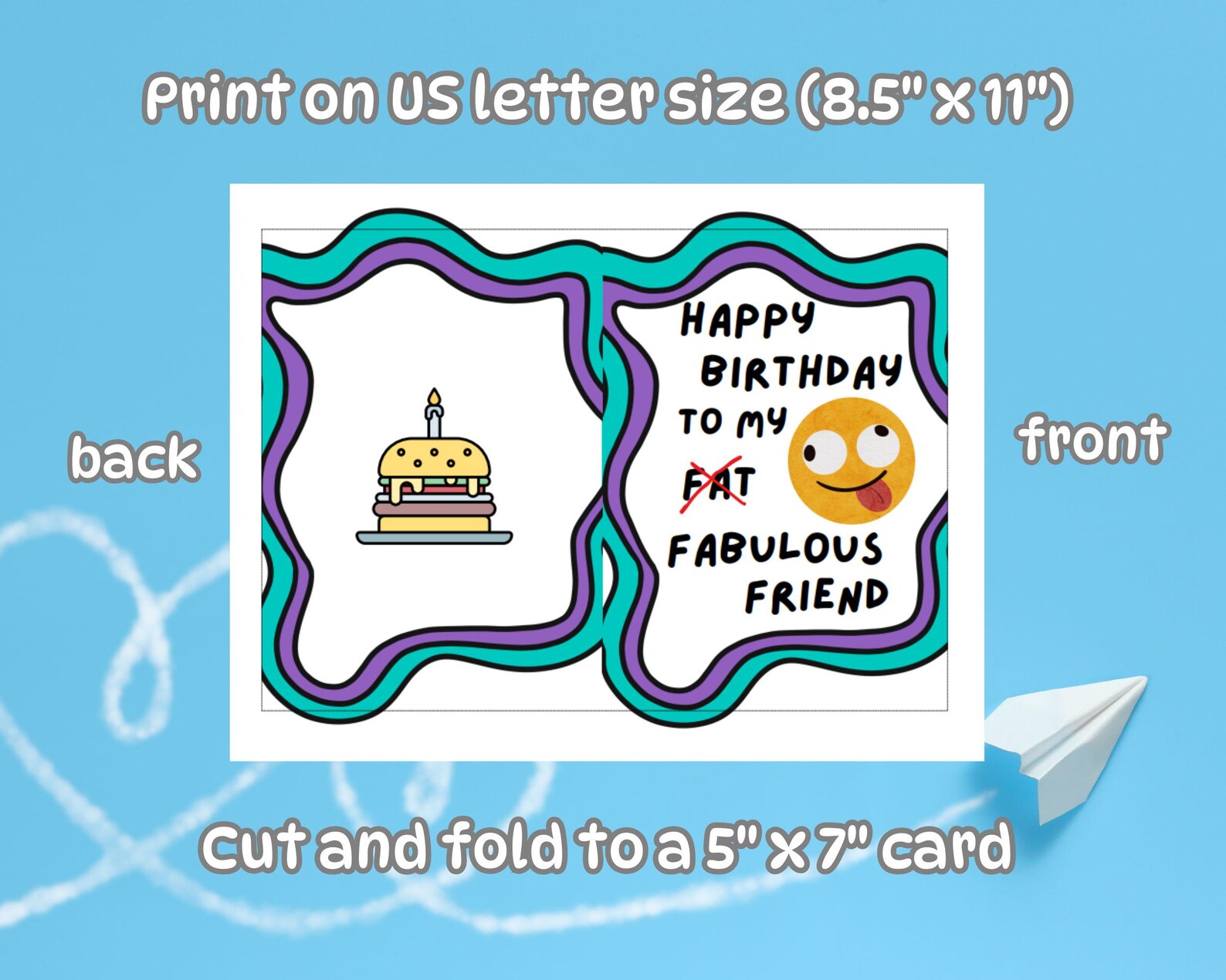 Printable Birthday Card, Happy Birthday to a Fabulous Friend, 5x7 ...