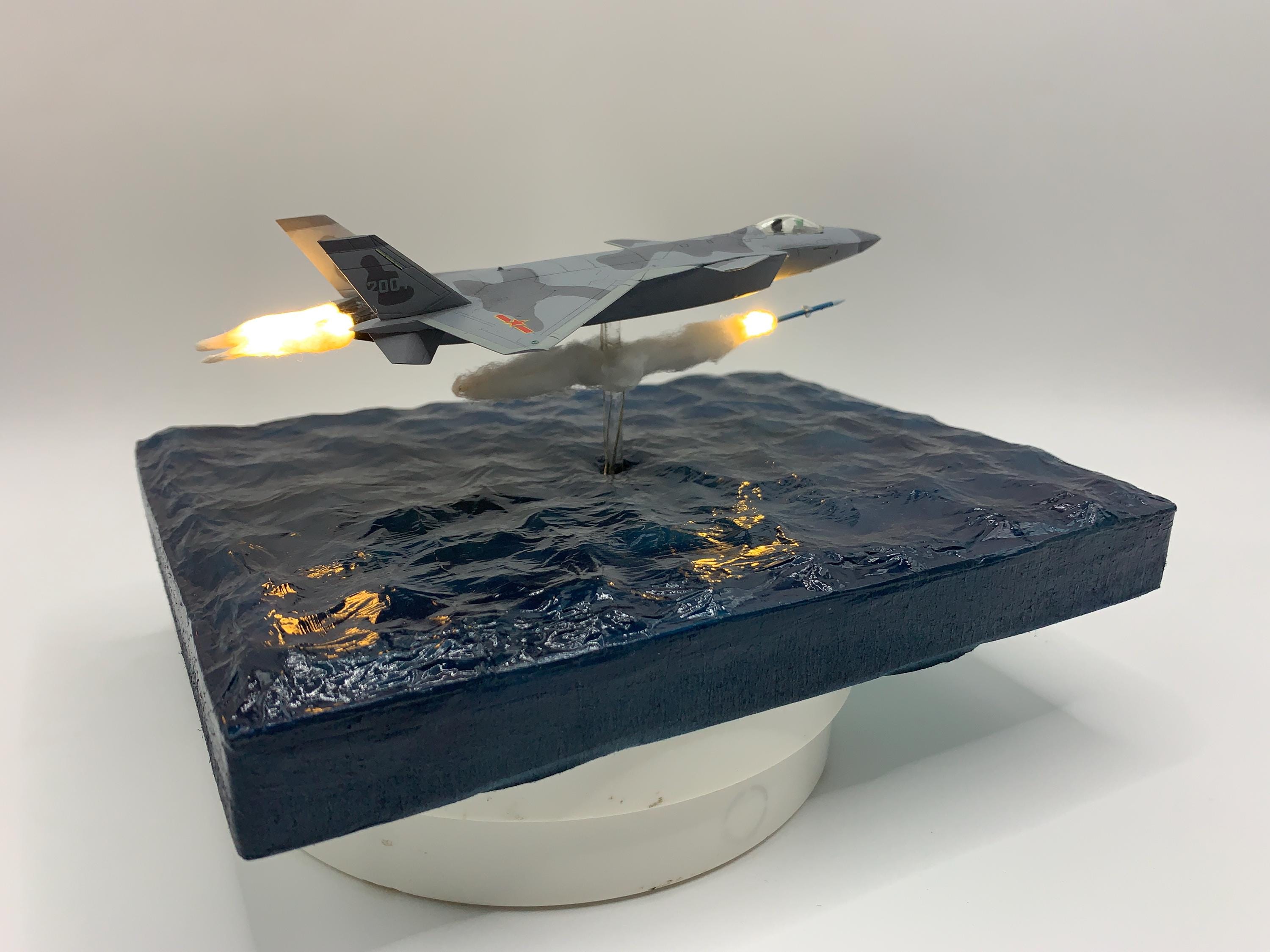 Custom PLA J-20 Fighter Jet Diorama | LED Missile Launch Scene | 1:144 ...