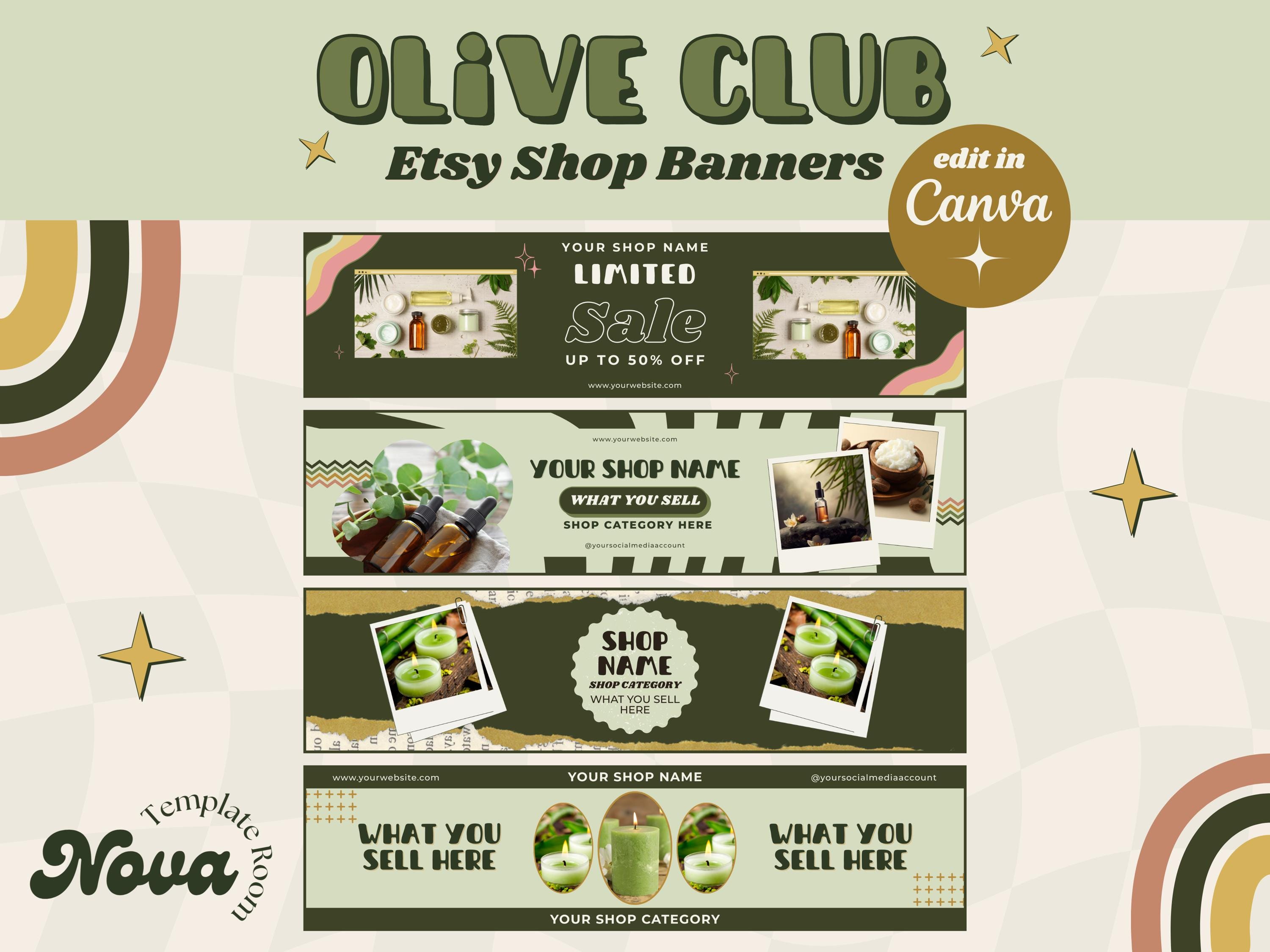 6 Canva Retro Etsy Shop Banner Templates, Editable Storefront Headers ...