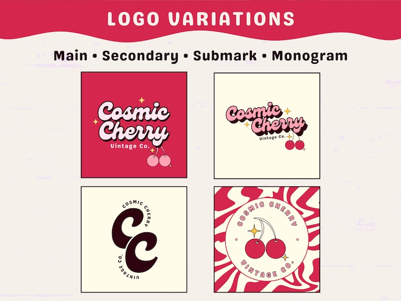 Retro Groovy Spring DIY Logo Bundle, Editable Canva Logo Templates for ...