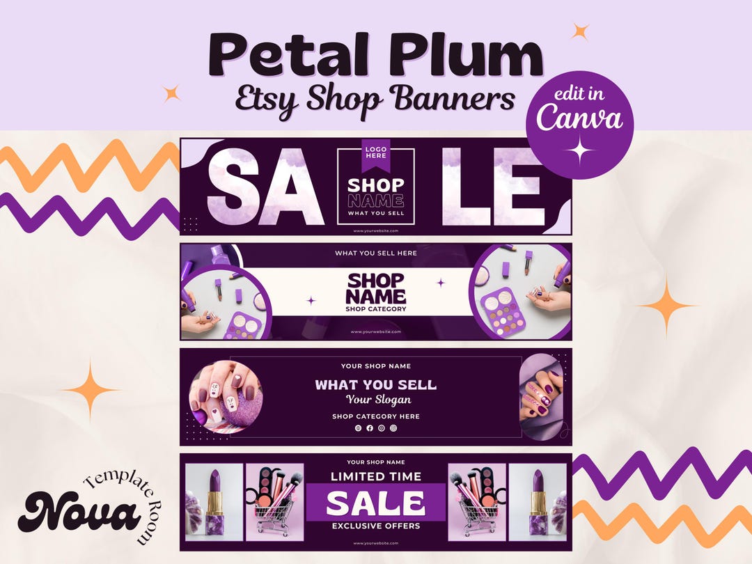 6 Canva Retro Etsy Shop Banner Templates, Editable Storefront Headers ...