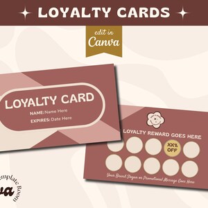 Editable Retro Feminine Loyalty Card and Customer Reward Canva ...