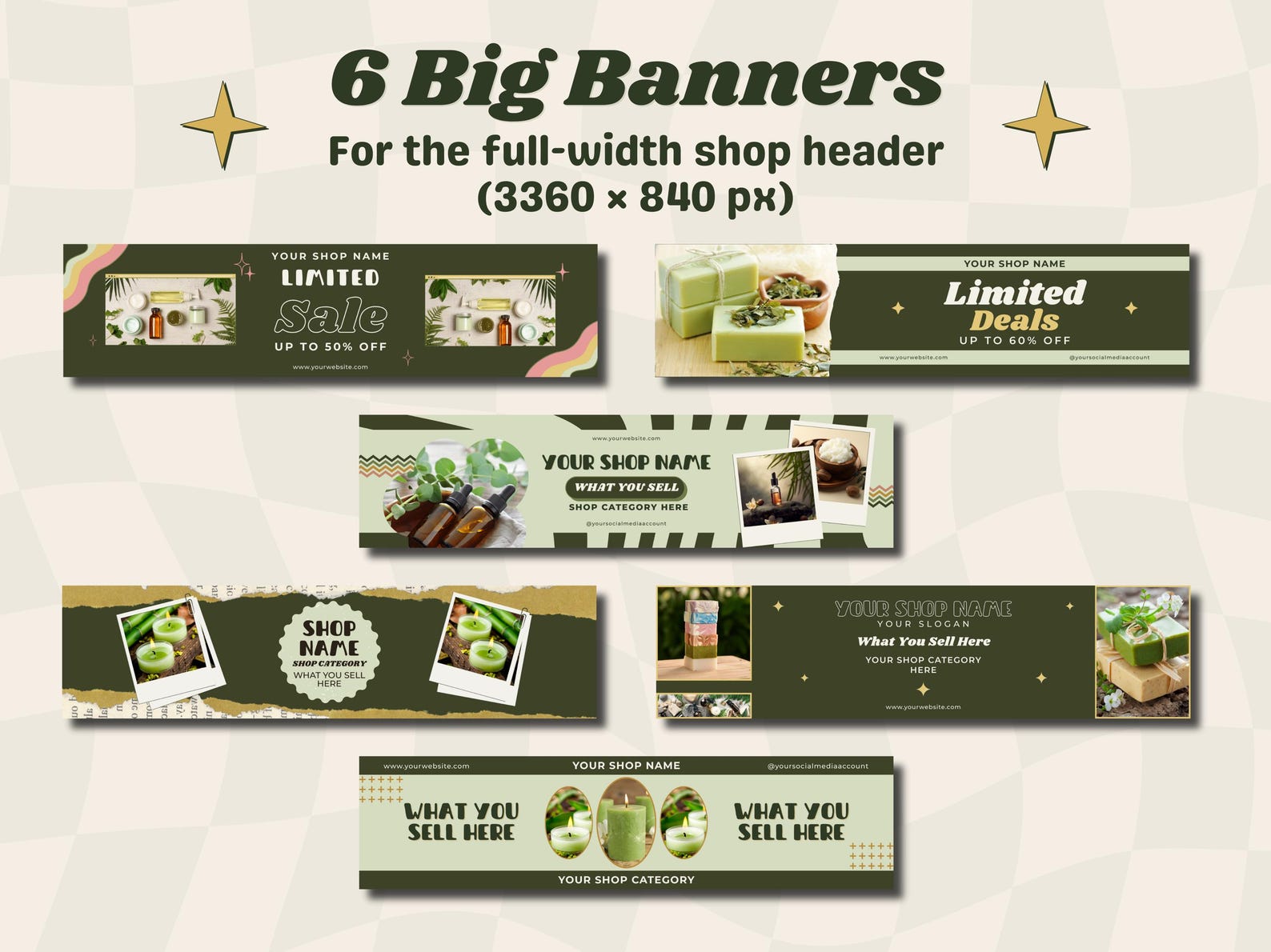 6 Canva Retro Etsy Shop Banner Templates, Editable Storefront Headers ...