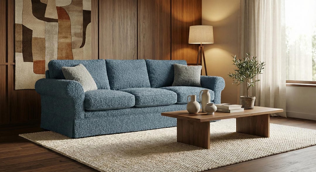 Zephyr Azure Linen 3-seater Sofa – Blue - Etsy