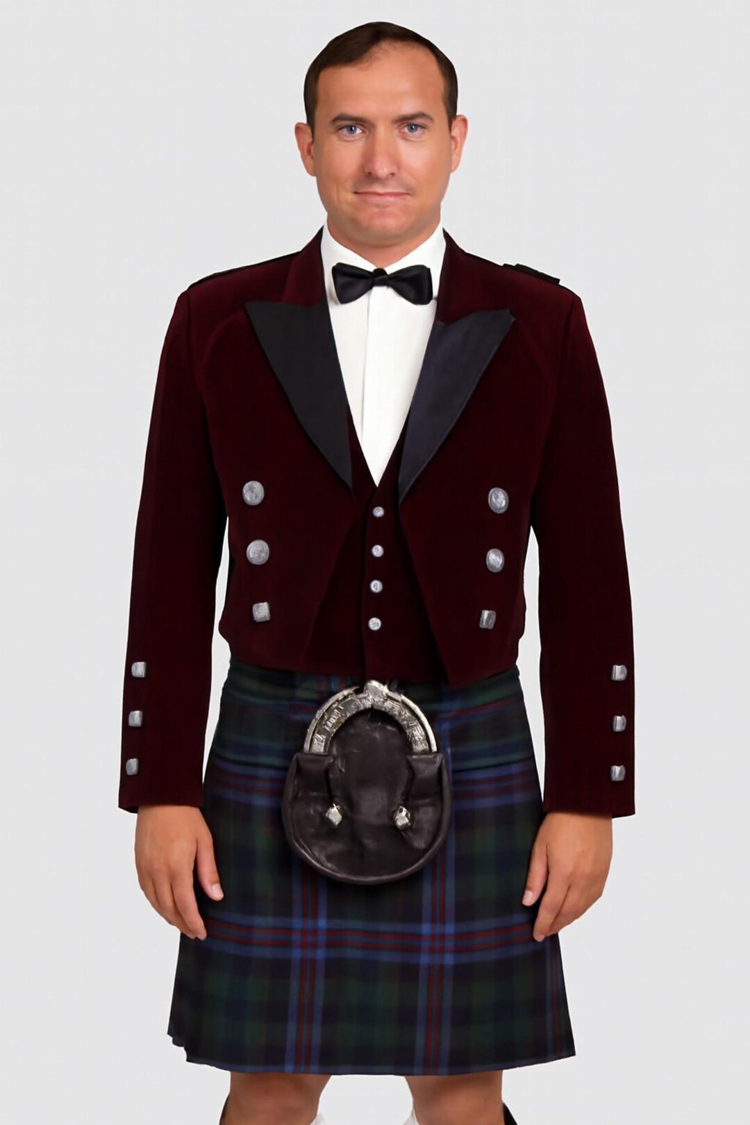 Red Velvet Prince Charlie Kilt Jacket & Waistcoat: Scottish Formal Wear ...