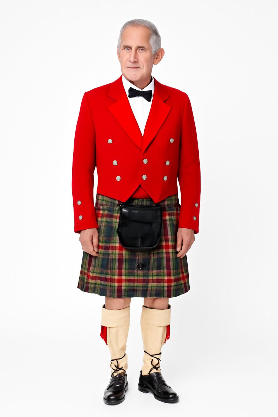 Red Velvet Prince Charlie Jacket & Waistcoat: Men's Scottish Kilt ...