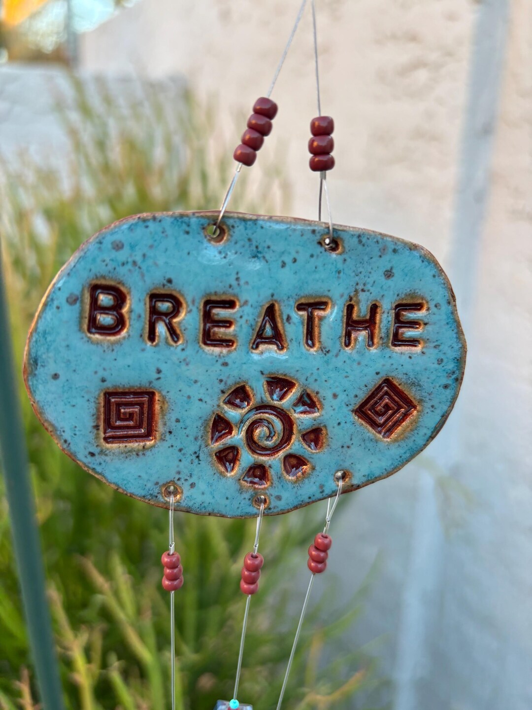 Ceramic Suncatcher: Hand Cut Ceramic Tile, Glass and Crystal Beads. - Etsy
