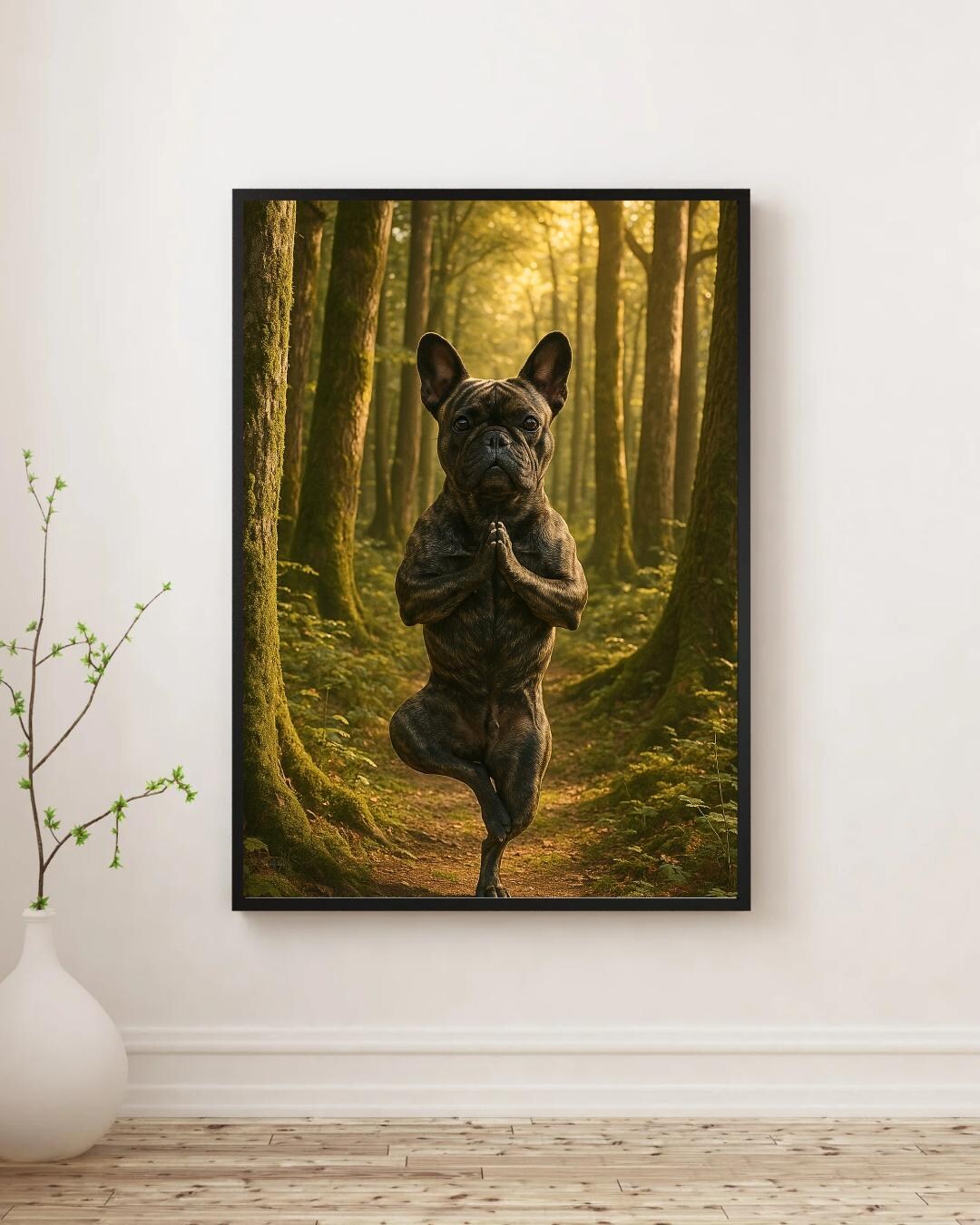 Yoga Dog Poster French Bulldog Tree Pose Yoga Pose Tree Wall Art JPG A2 ...
