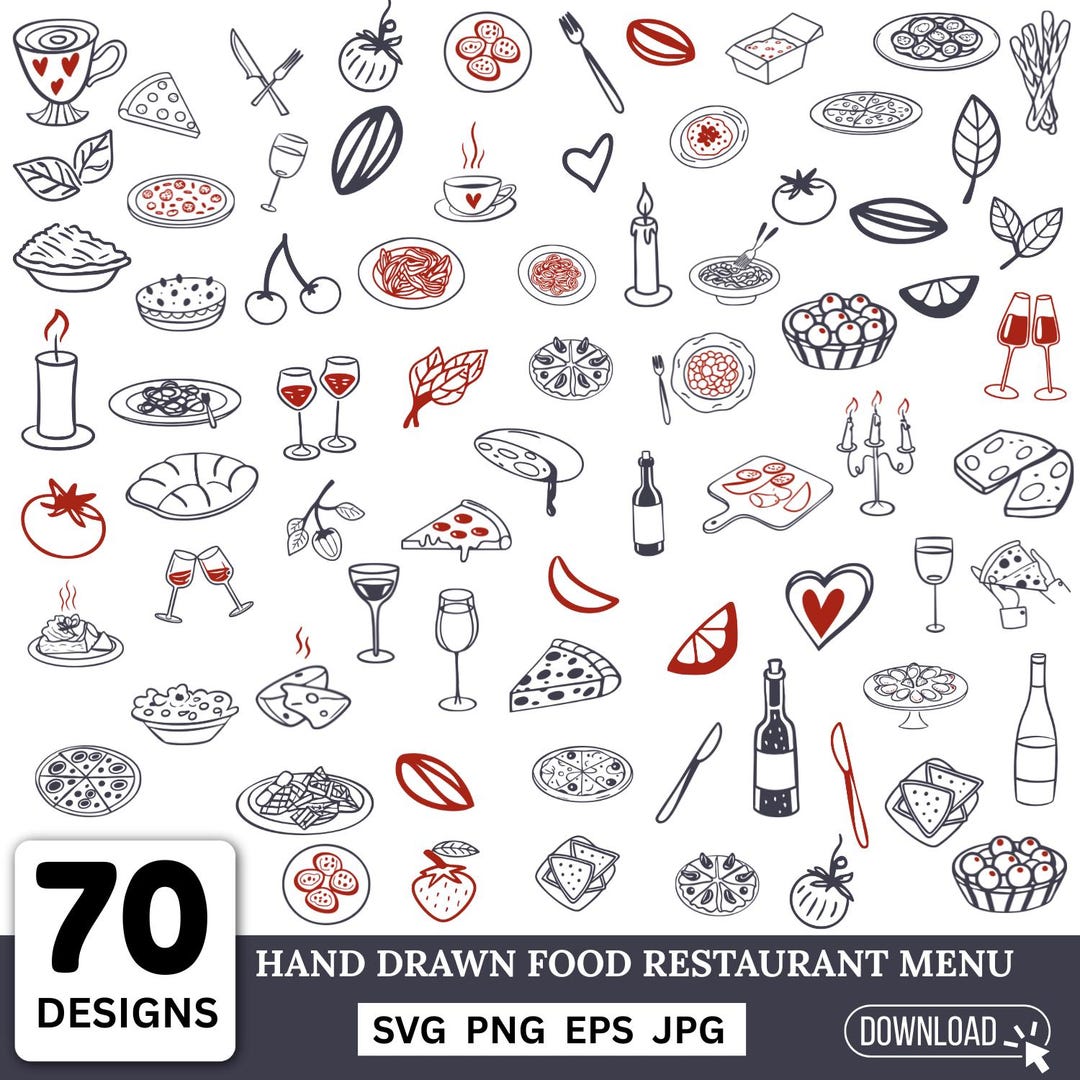 Food Doodle Clipart SVG Png,cute Food Clipart Bundle,digital Download ...