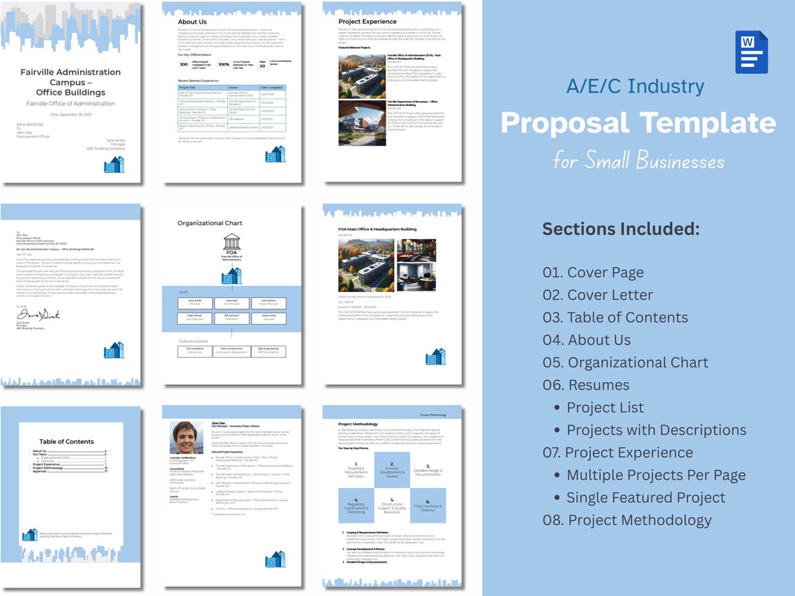 Small Business Proposal Template in MS Word AEC Proposal Template RFP ...