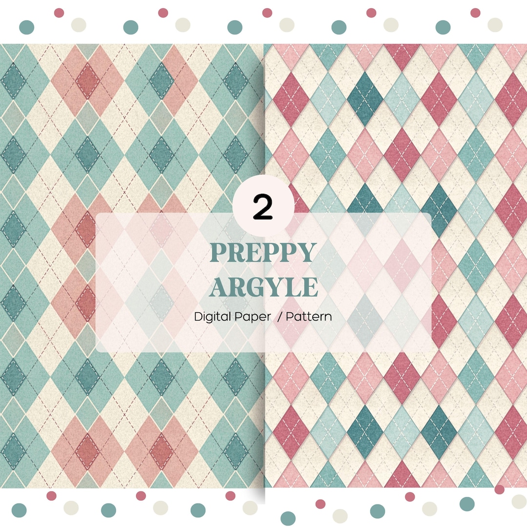 Preppy Argyle Seamless Digital Paper | Retro Argyle Pattern | Vintage ...