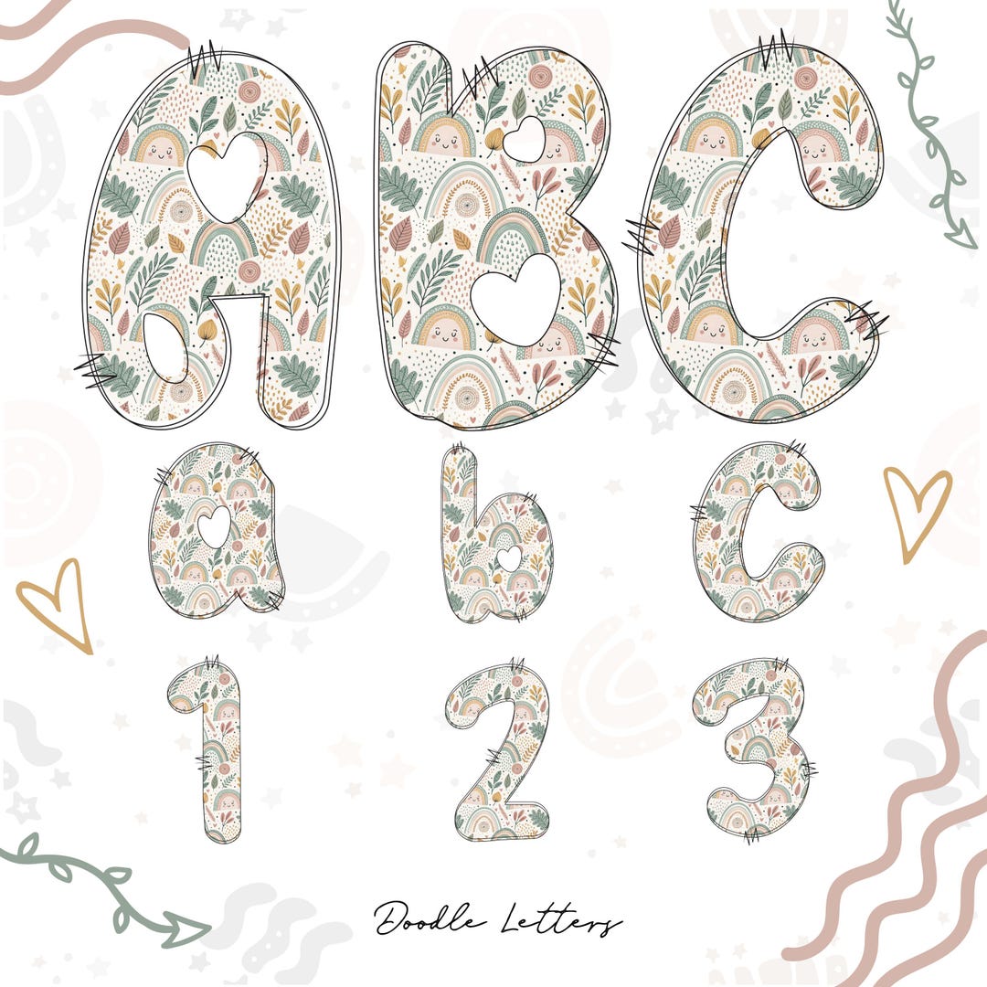 Boho Doodle Letters Alphabet Clipart | Transparent PNG Letters, Numbers ...