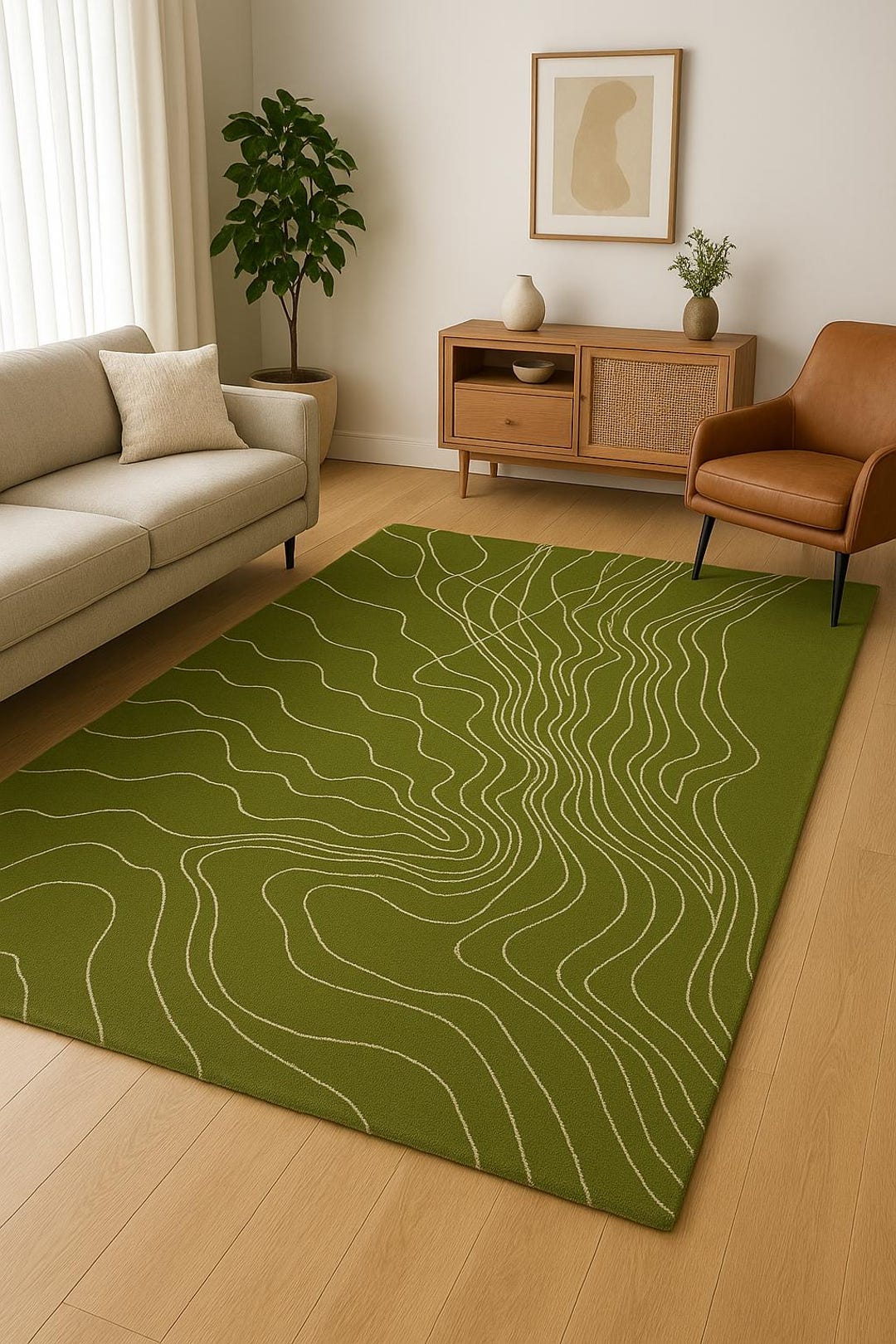 Abstract Line Art Area Rug : Modern Topographic Irregular Wave Carpet ...
