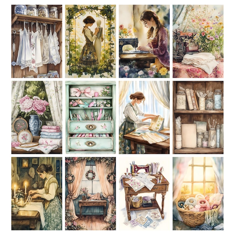 Vintage Sewing Junk Journal Pages, Victorian Printable, Lace Collage ...