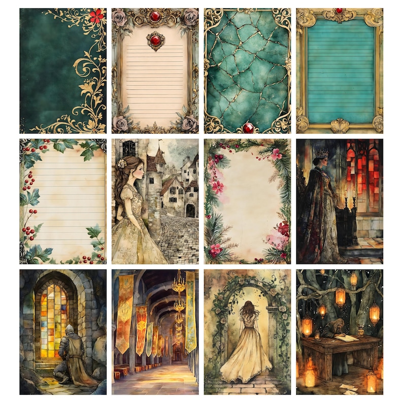 Medieval Junk Journal Pages, Digital Scrapbook Kit, Printable Ephemera ...