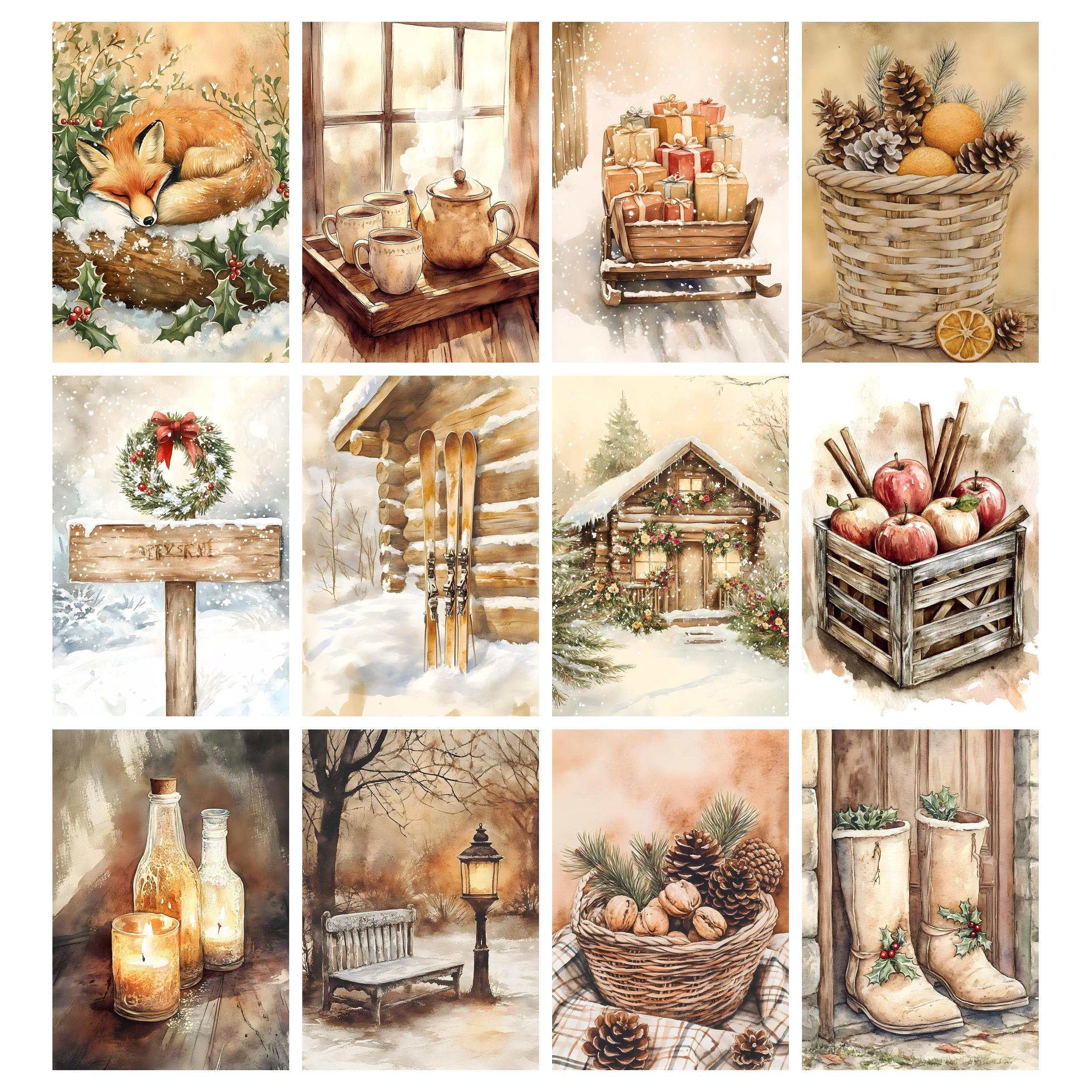 Winter Rustic Christmas Junk Journal Pages, Scrapbook Printable ...