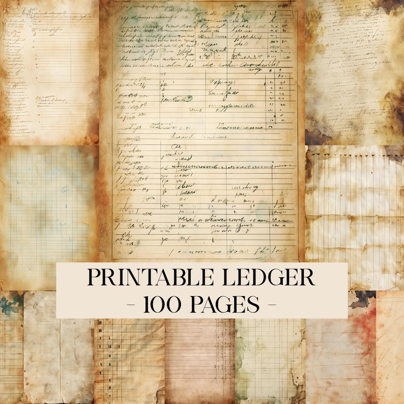 Printable Ledger Paper, Ledger Book, Digital Ledger Paper, Ledgers Junk ...
