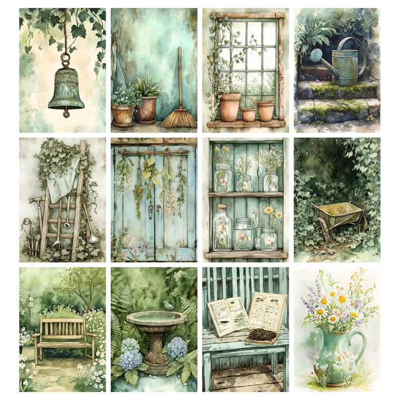 Rustic Greenhouse Junk Journal Kit Vintage Garden Digital Papers Garden ...