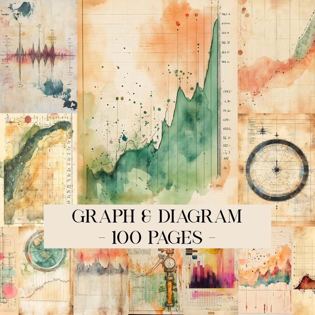 Vintage Graph & Diagram Ephemera, Printable Junk Journal Pages, Digital ...