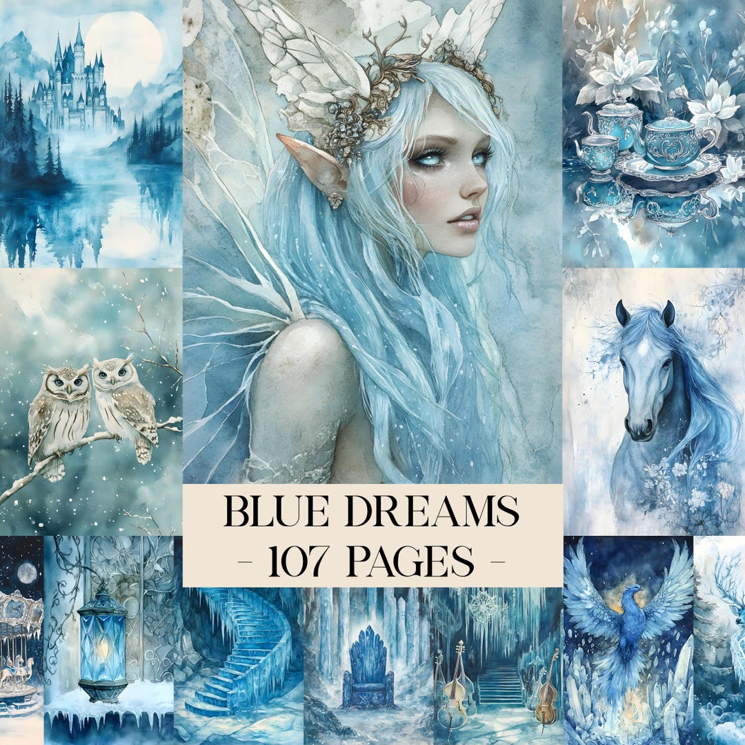Blue Dreams Junk Journal Printable Pages, Winter Junk Journal Kit ...