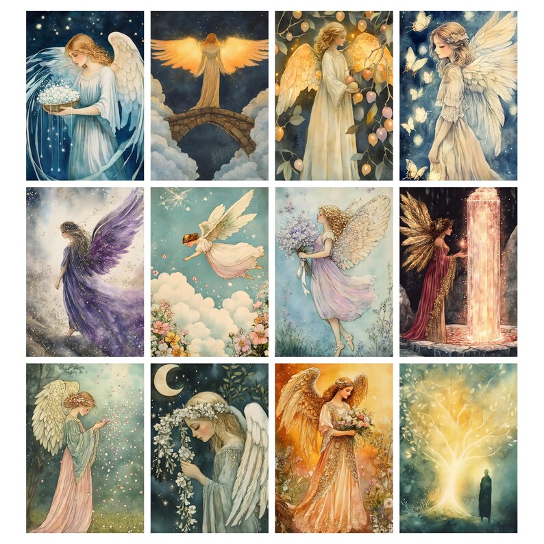 Vintage Angel Junk Journal Pages, Heavenly Collage Sheet, Angelic ...