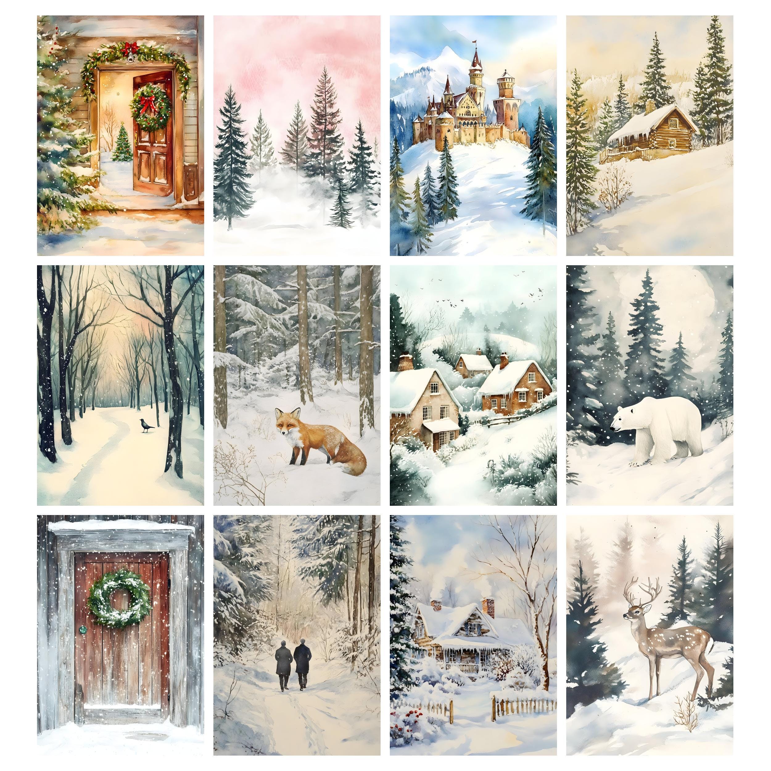Rustic Winter Junk Journal Pages, Winter Woodland, Winter Papers, Cozy ...