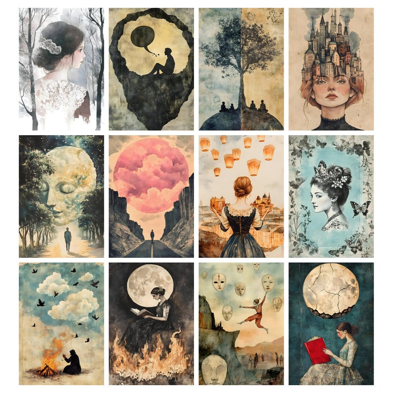 Digital Surrealism Paper, Mysterious Woman Portraits, Surreal Art ...