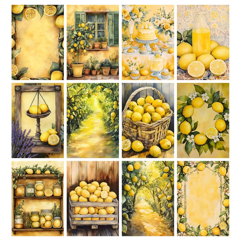 Retro Lemons Journal, Vintage Citrus Junk Journal Pages, Lemon Pages ...