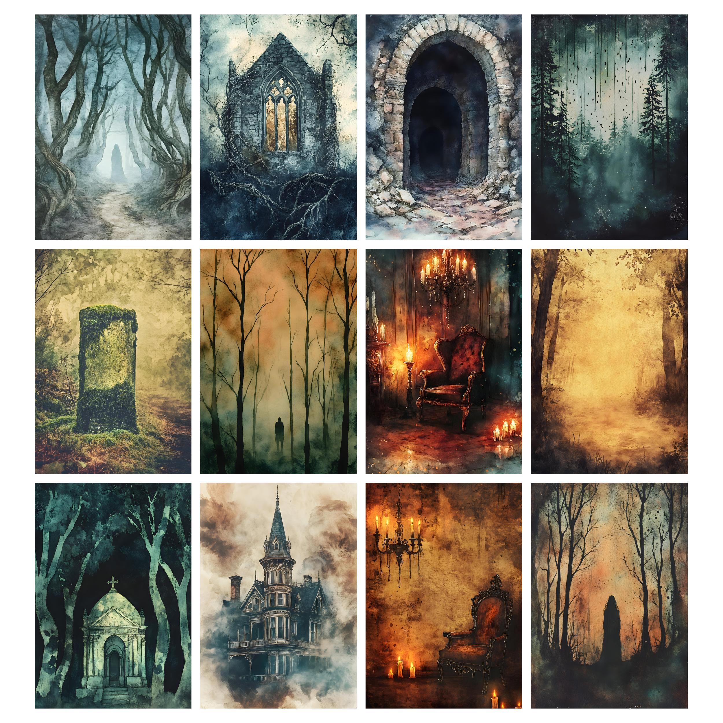 Spooky Gothic Junk Journal Pages, Scrapbook Paper Kit, Gothic Collage ...