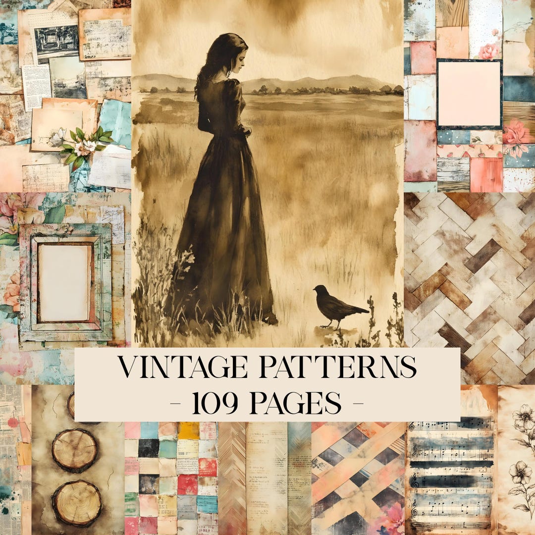 Junk Journal Vintage Filler Pages, Newspaper, Patterns, Grunge Paper ...