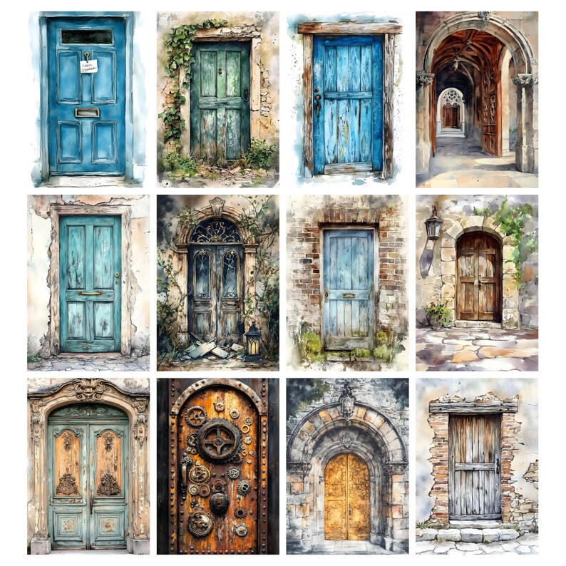 Rustic Vintage Doors Printable Junk Journal Kit Grunge Ephemera Antique ...