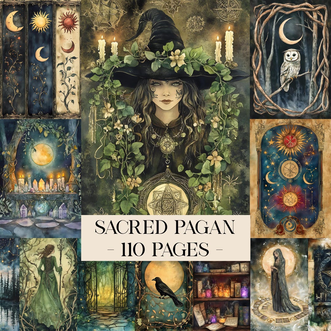 Sacred Pagan Junk Journal Kit, Green Witch Printable, Mystic Moon Pages ...