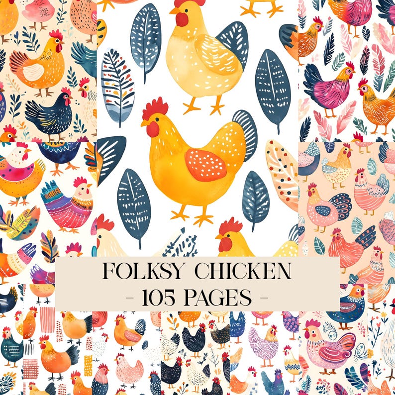 Folksy Chicken Junk Journal Kit, Chickens Journal, Chicken Ephemera ...