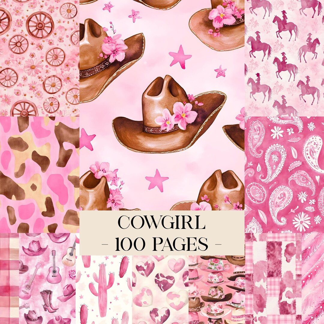 Cowgirl Digital Papers Set, Cowgirl Background, Cowgirl Pattern ...