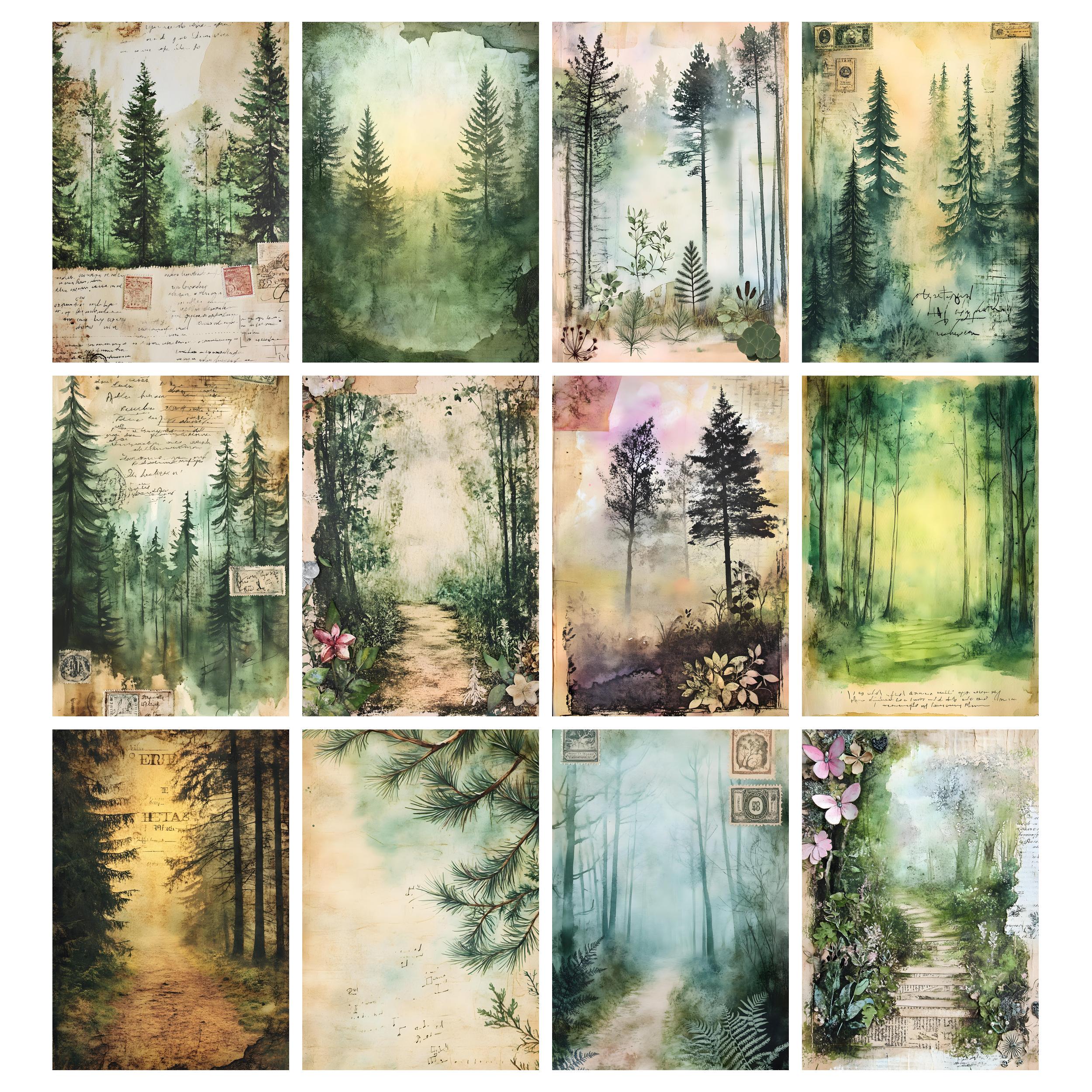 Old Forest Junk Journal Pages, Digital Scrapbook, Woods Paper Kit ...