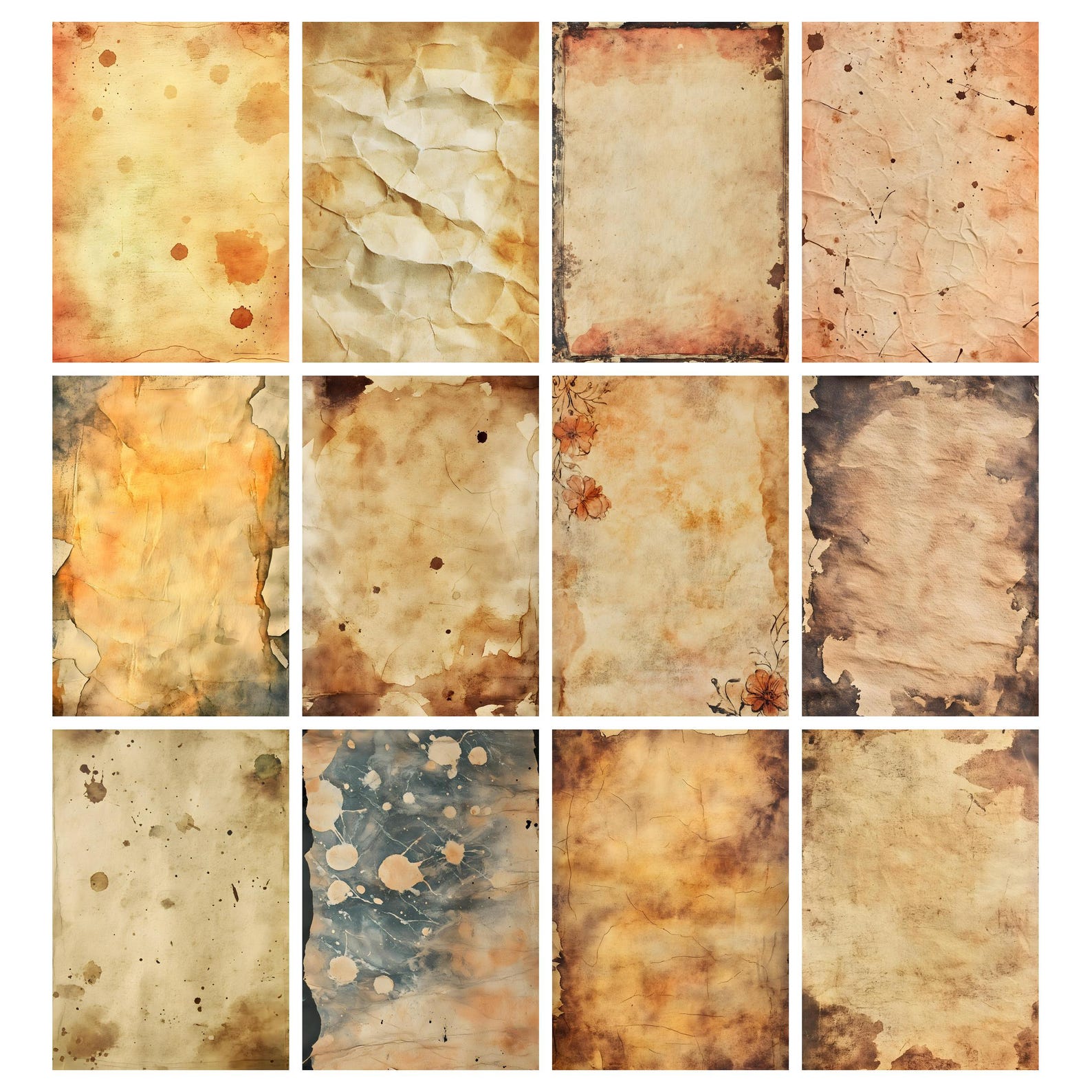 Coffee Stained Paper, Tea Stained Paper, Grunge Paper Kit, Aged Paper ...