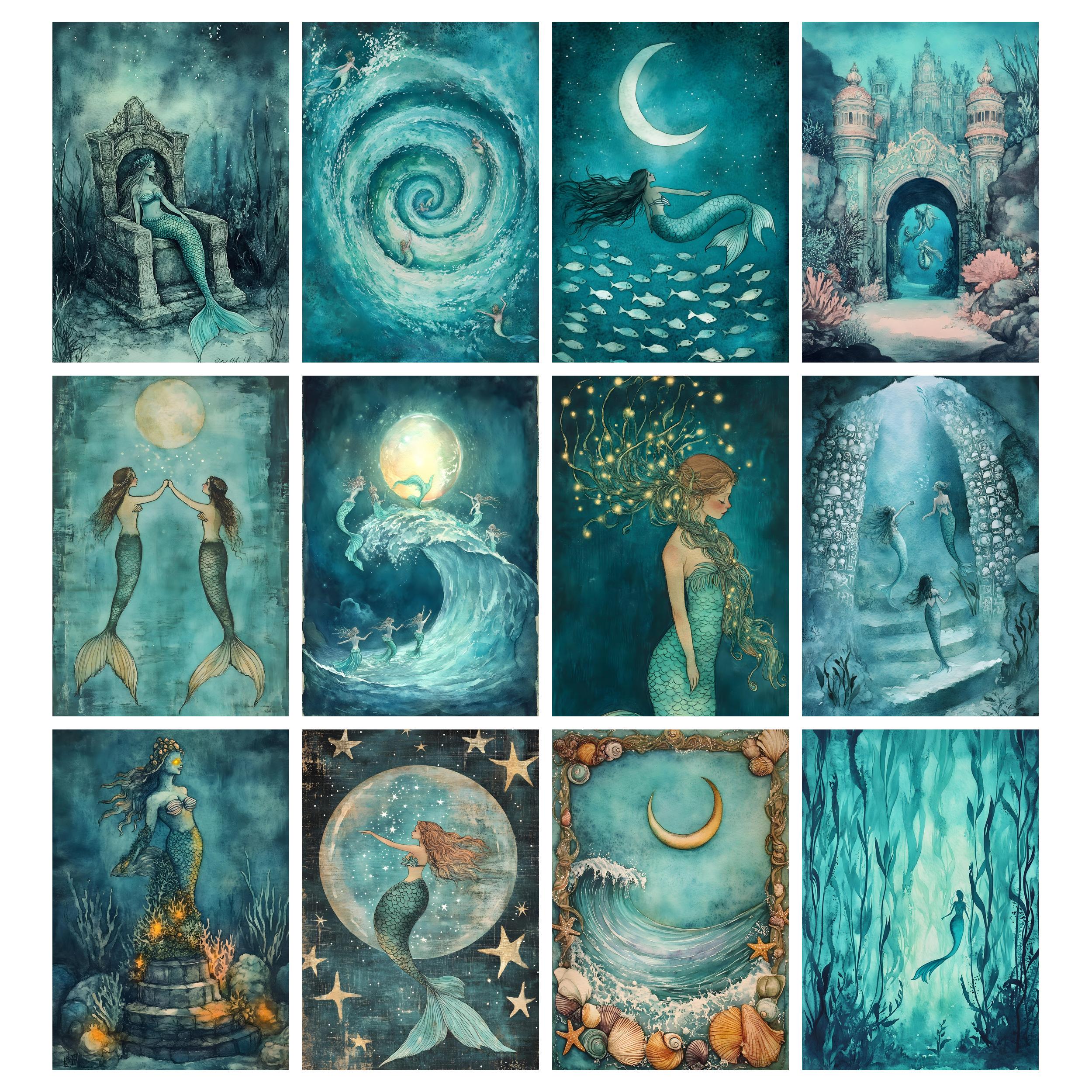 Mermaid Pages, Mermaid Junk Journal Kit, Ocean Digital Paper, Sea ...