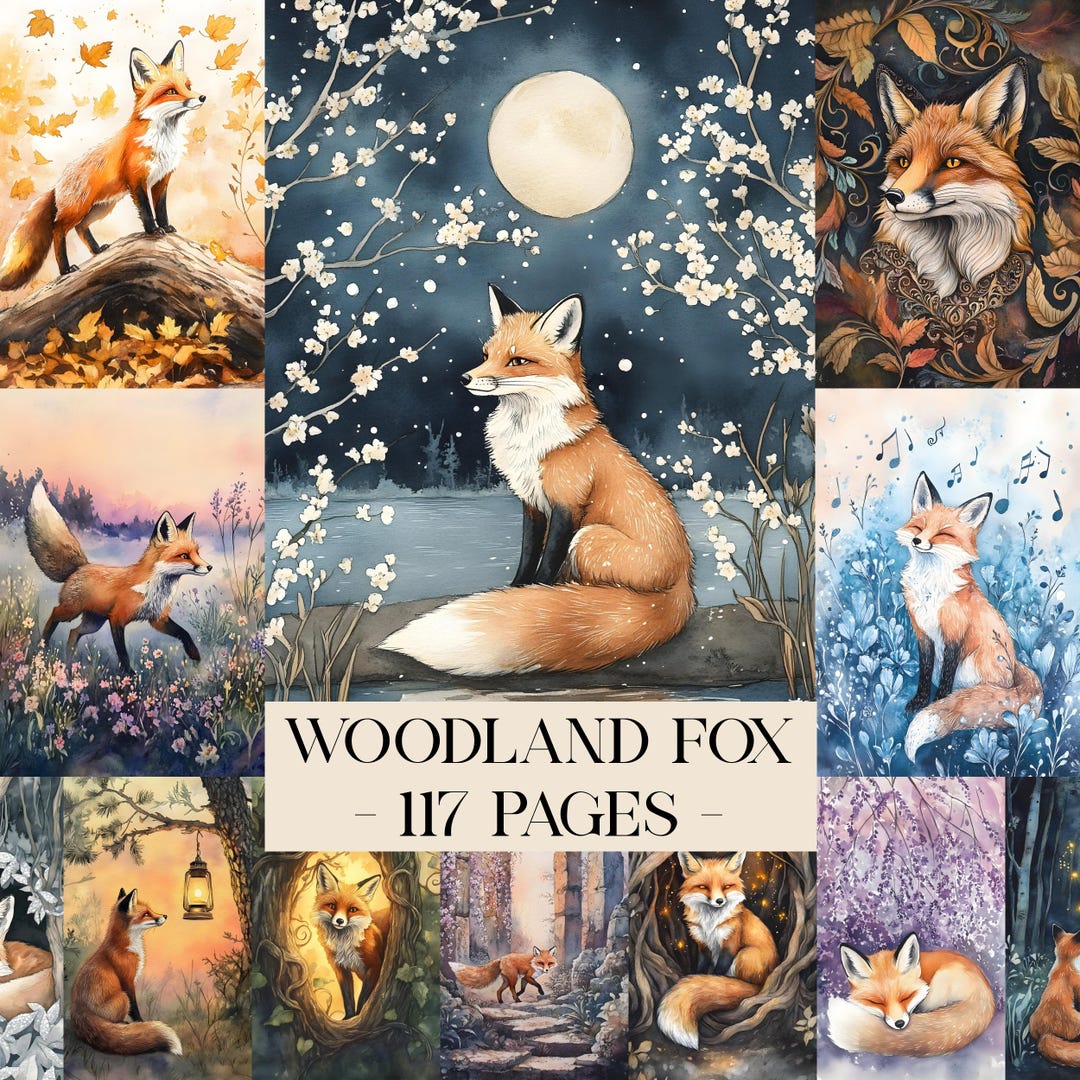 Woodland Fox Junk Journal Pages, Fox Junk Journal Cards, Fox Printable ...
