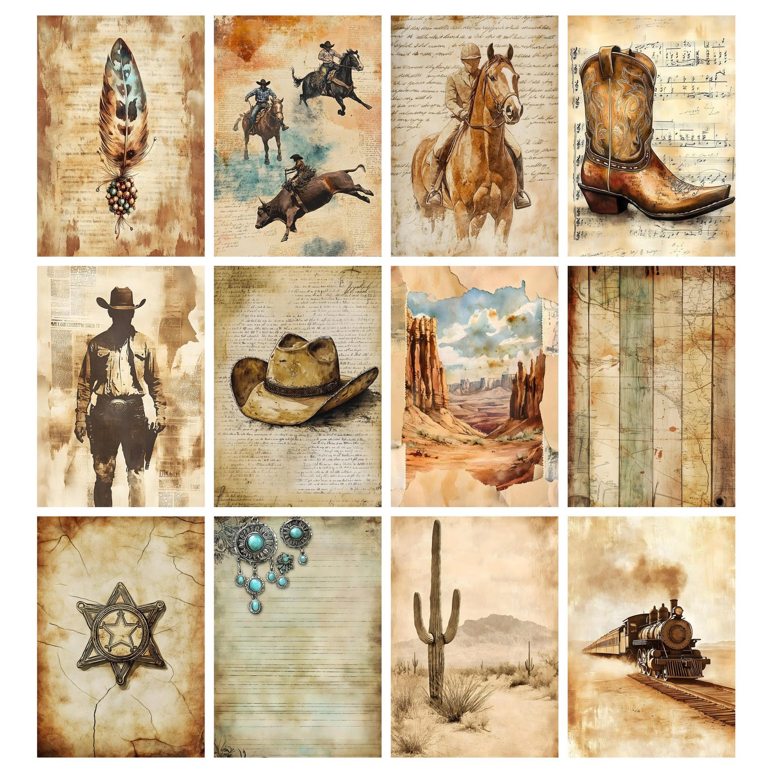 Vintage Western Junk Journal Printable Pages, Cowboy Junk Journal Kit ...