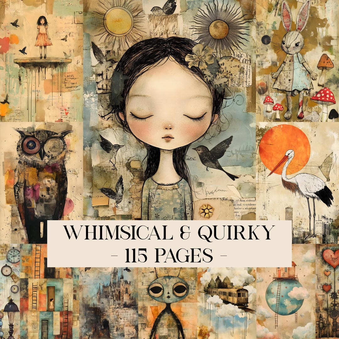 Whimsical & Quirky Printable Art Pages, Whimsical Journal, Quirky Junk ...