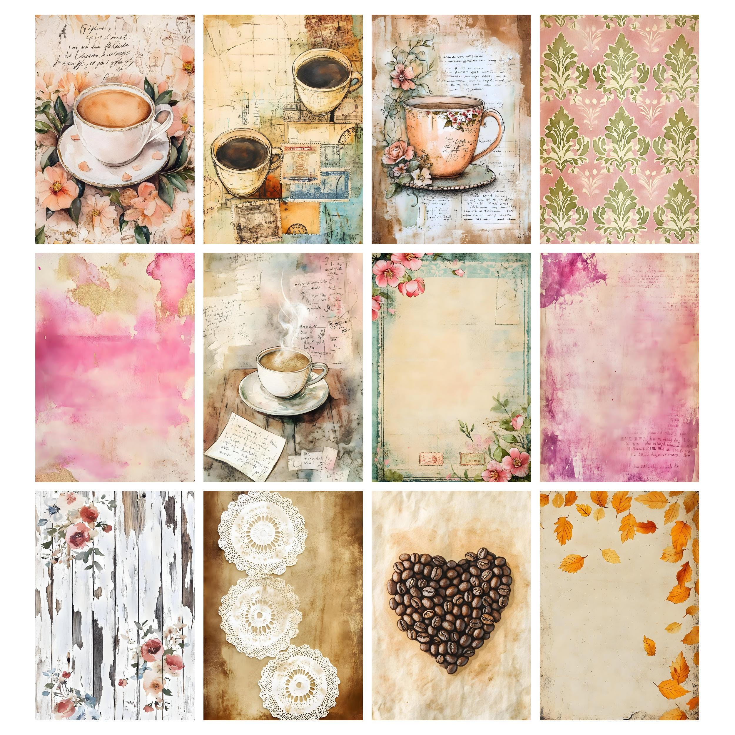 Cafe Au Lait Junk Journal Paper Kit, Coffee Beans Shop, Digital ...