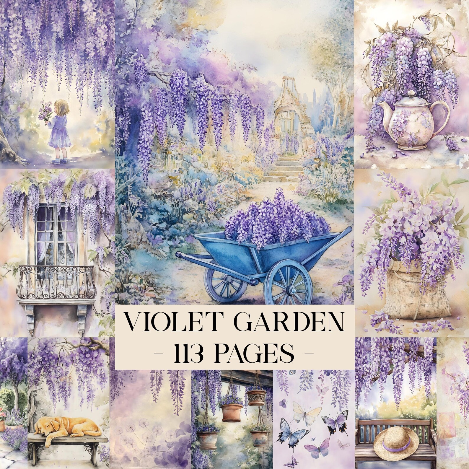 Violet Garden Junk Journal Kit Floral Shabby Chic Printable Ephemera ...