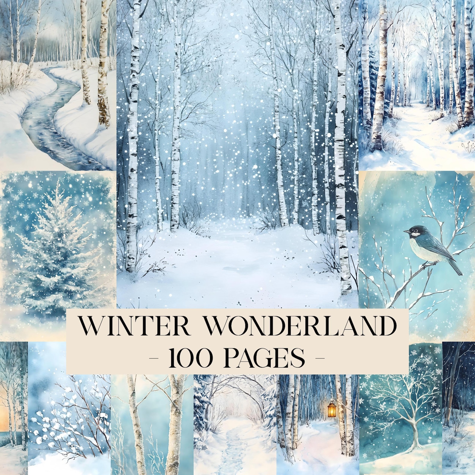 Winter Wonderland Junk Journal Pages, Winter Journal Papers, Winter ...